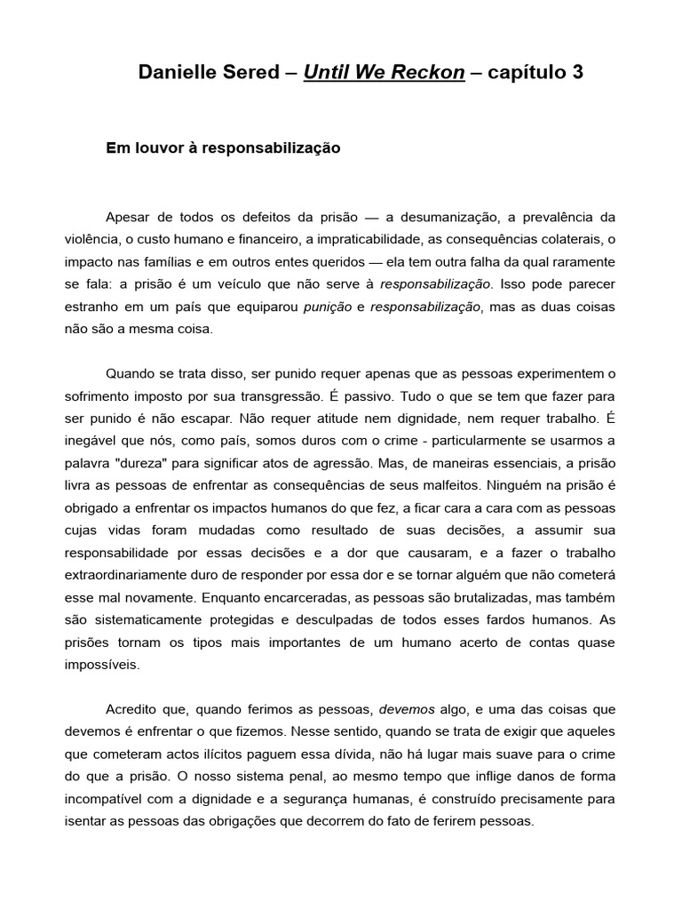 SERED, Danielle Until We Reckon. capítulo 3. Em louvor a ...