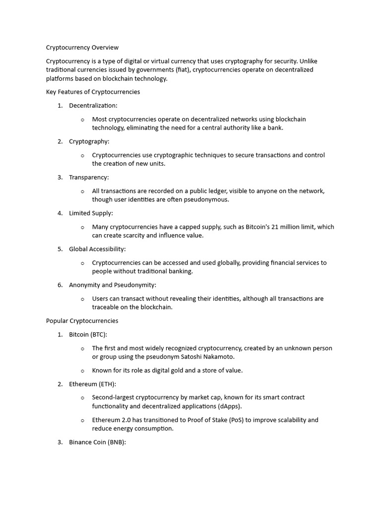 Crpto Overview Importance Application | PDF | Cryptocurrency | Bitcoin