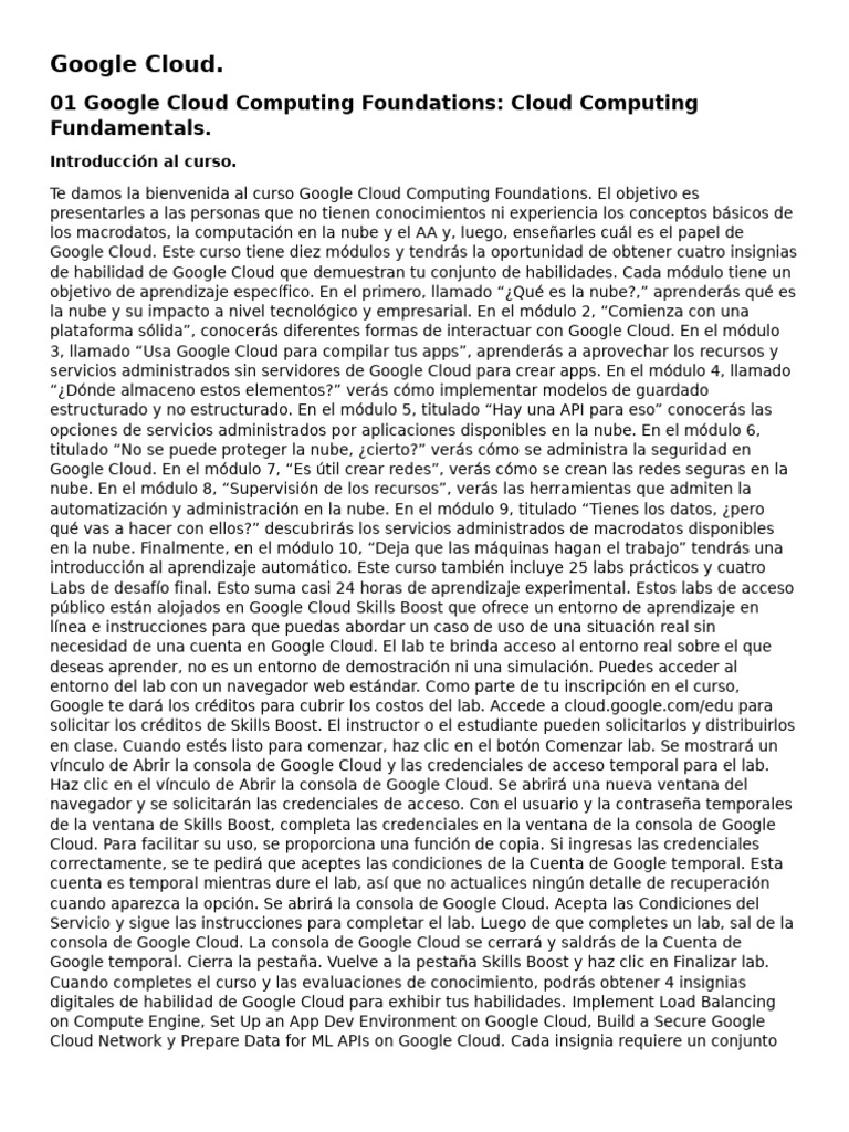 Google Cloud Notebook | PDF | Computación en la nube | Software como ...