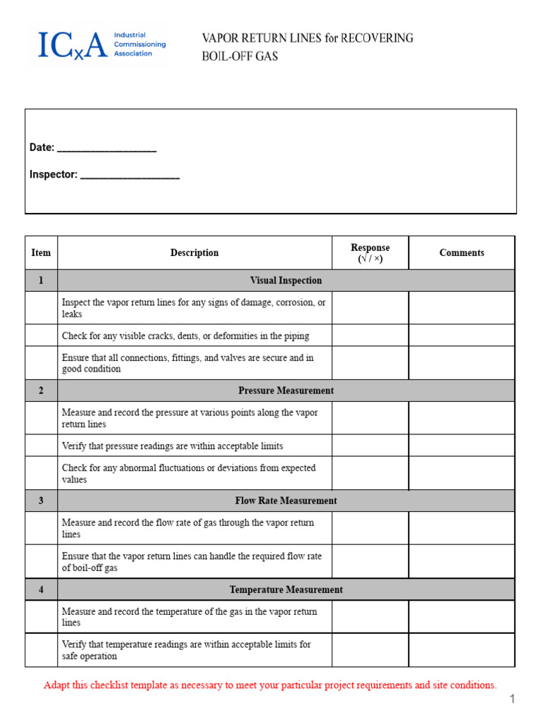 Vapor Return Lines For Recovering Boil Off Gas | PDF | Leak | Flow ...