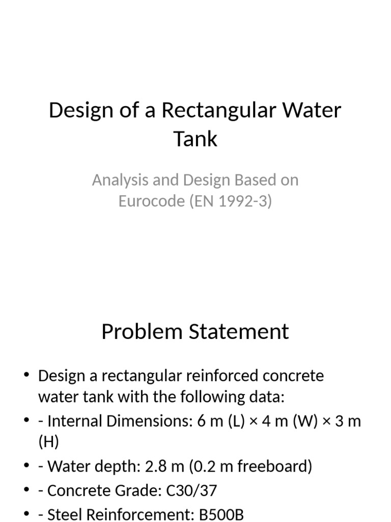 Rectangular Water Tank Design Eurocode | PDF