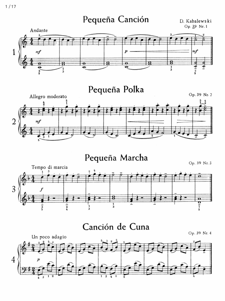 卡巴列夫斯基 儿童曲集 op39 | PDF