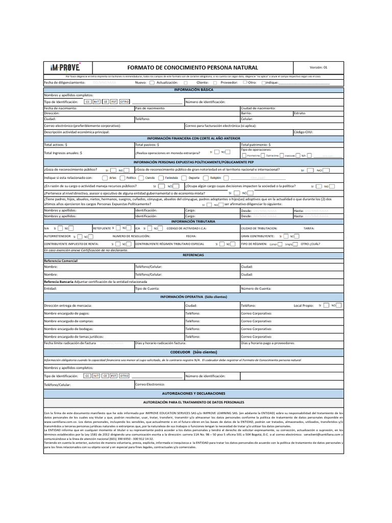 Formato de Conocimiento Persona Natural | PDF | Bancos | Correo