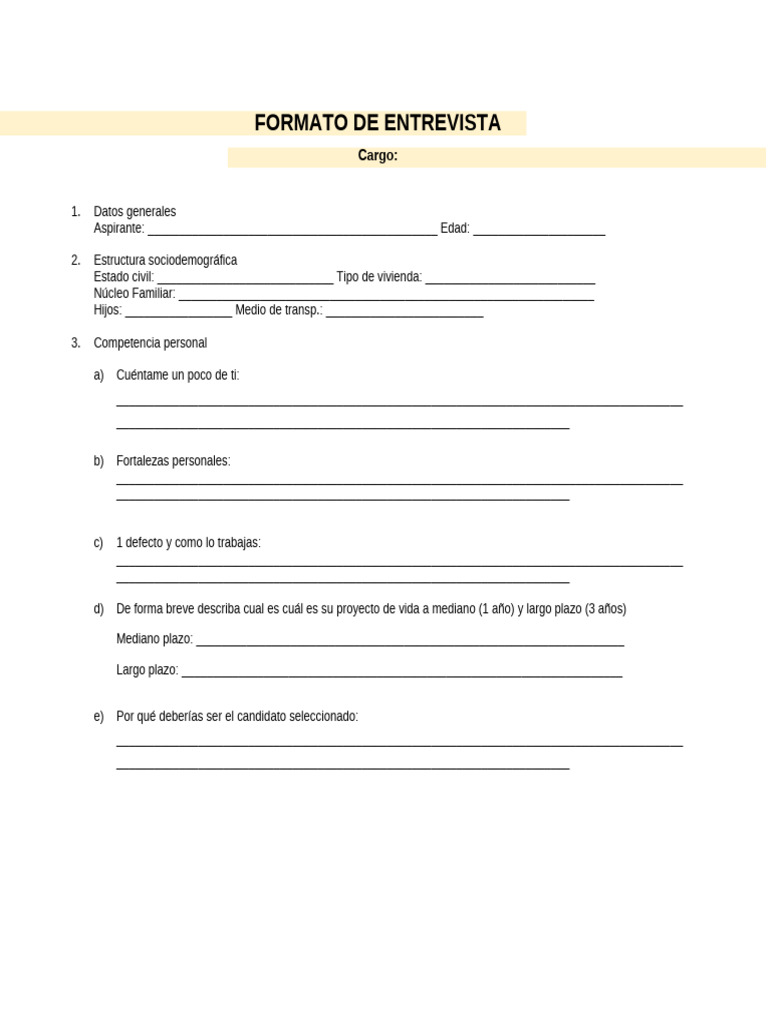 FORMATO DE ENTREVISTA 1 | PDF