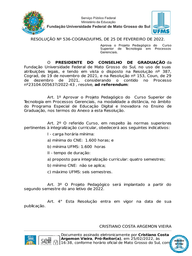 Resolucao (Cograd) N 536, de 25-02-2022. | PDF | Educação à distância