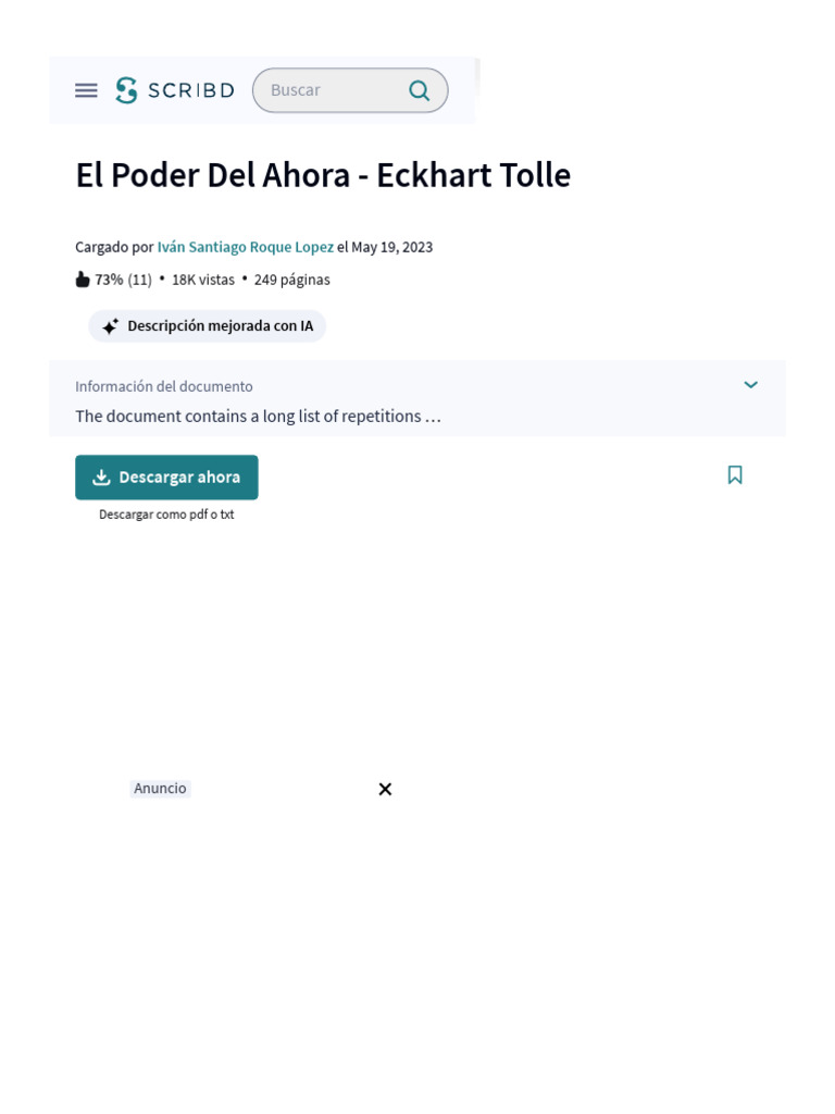 El Poder Del Ahora - Eckhart Tolle - PDF - Foreign Language Studies ...