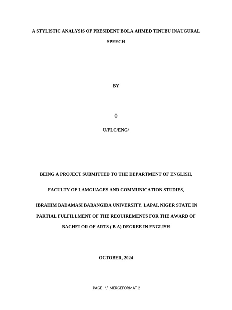 Tinubu Preliminary | PDF | Analysis | Linguistics