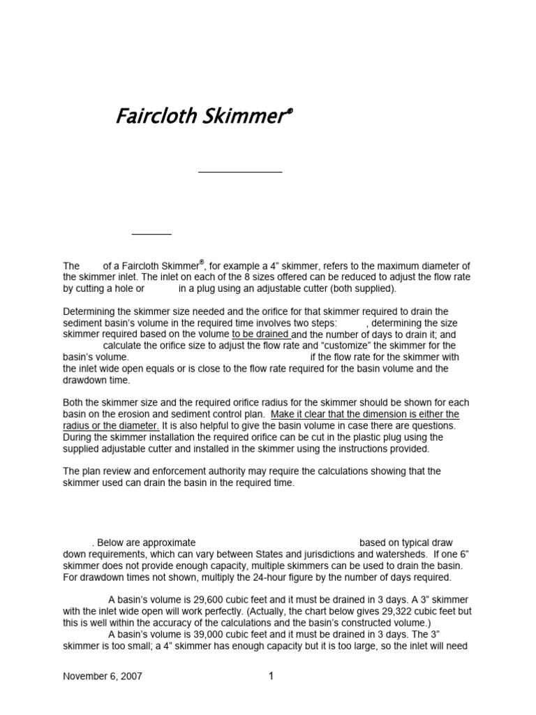 skimmerandorificesizing11-07tm-000 | PDF | Drainage Basin | Flow ...