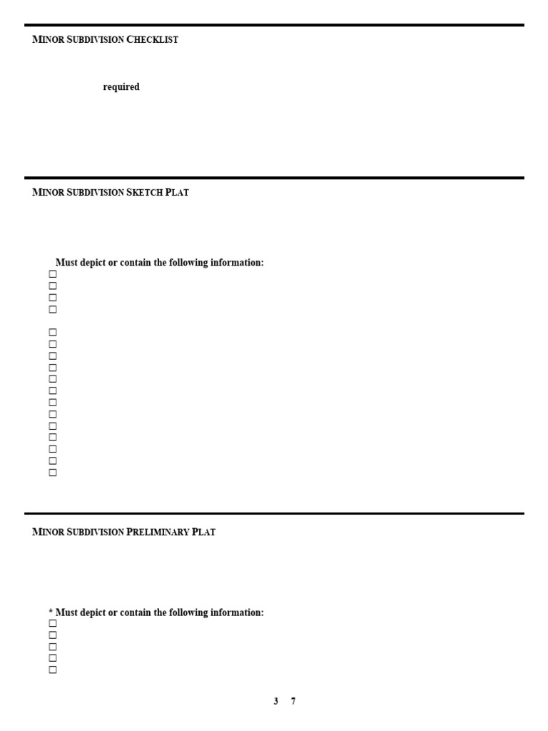 Minor Subdivision Checklist ONLY 5.13.2021 | PDF | Plat | Map