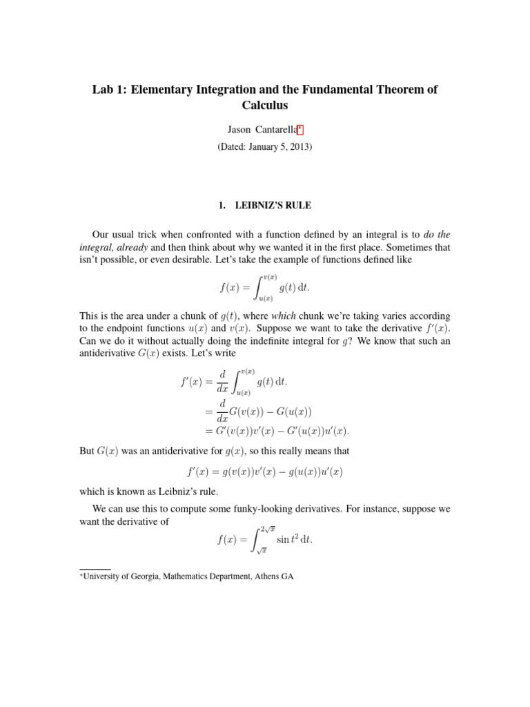 Lab1 ElementaryIntegration | PDF | Integral | Probability Density Function