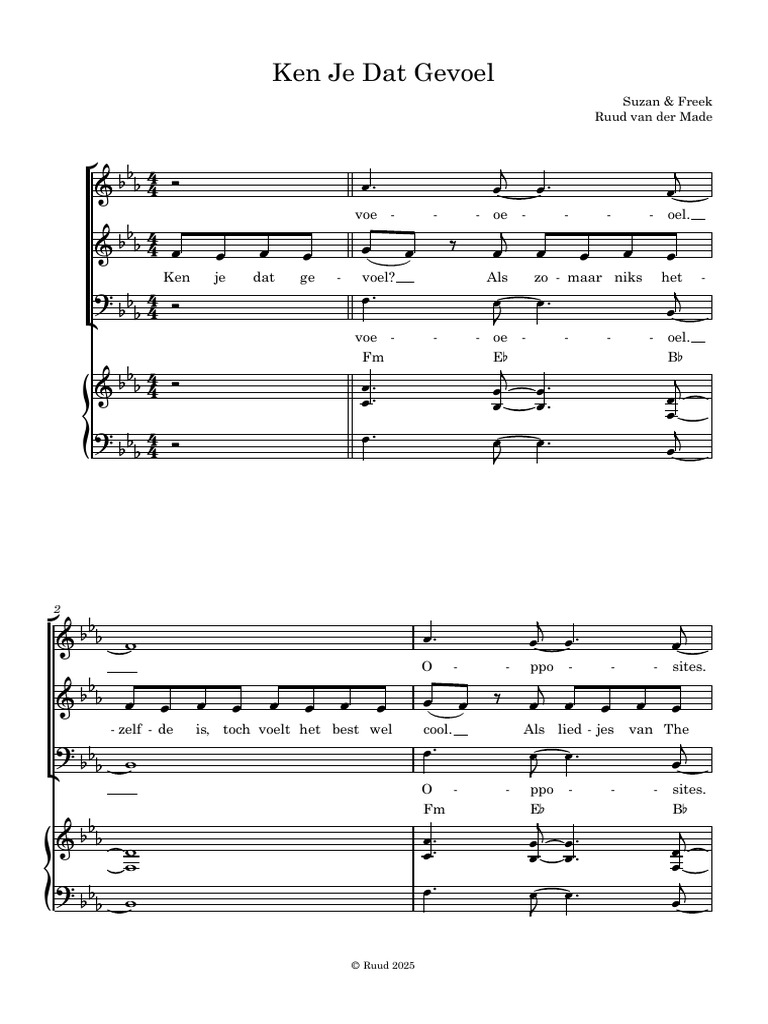 Ken Je Dat Gevoel - SAB + Pno | PDF