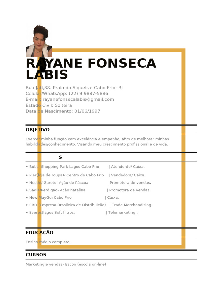 CV-Rayane Fonseca Lábis | PDF