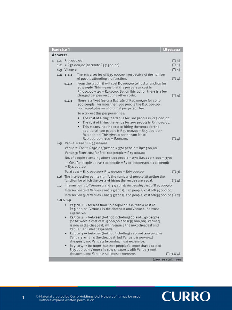 Answers - Tarrif and Break Even Analysis Exchange Rates - GR 12 | PDF