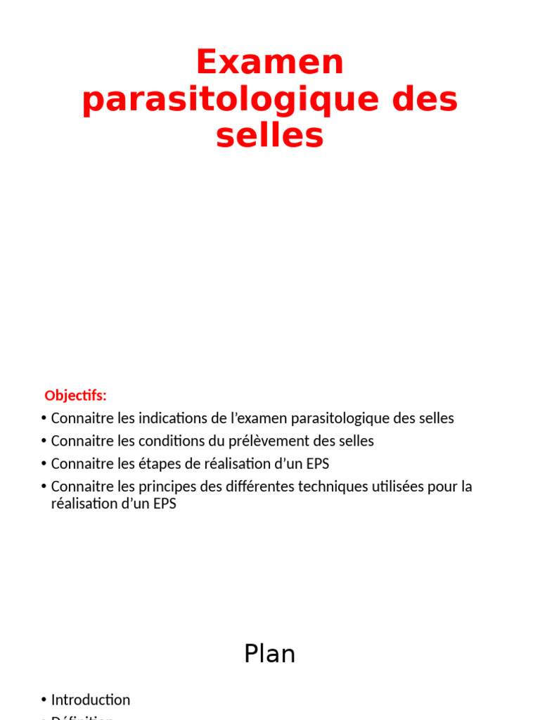 Examen Parasitologique des Selles | PDF