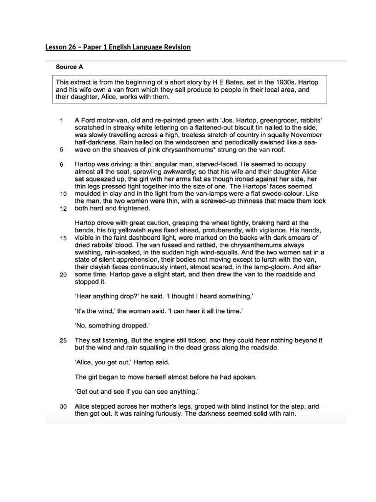 Lesson 26 - English Lang Paper 1 (1) | PDF