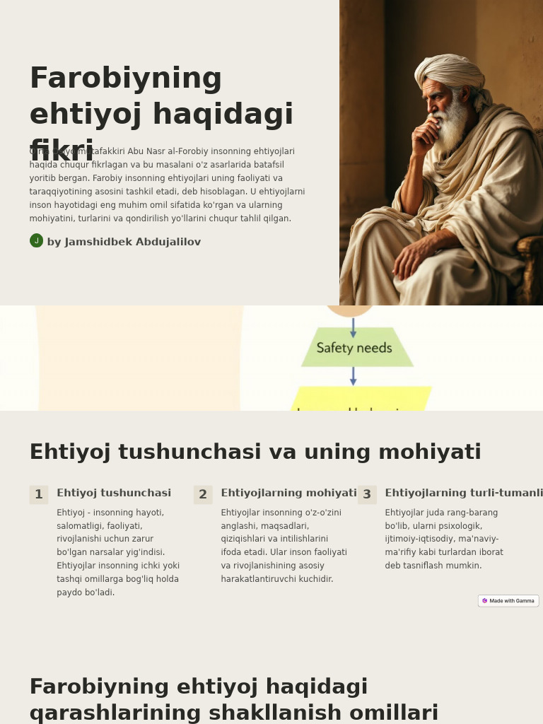 Farobiyning Ehtiyoj Haqidagi Fikri | PDF