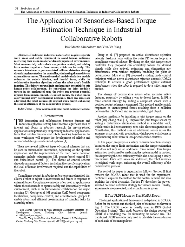 Revised The Application Of Sensorless Based Torque Estimation Technique In Industrial