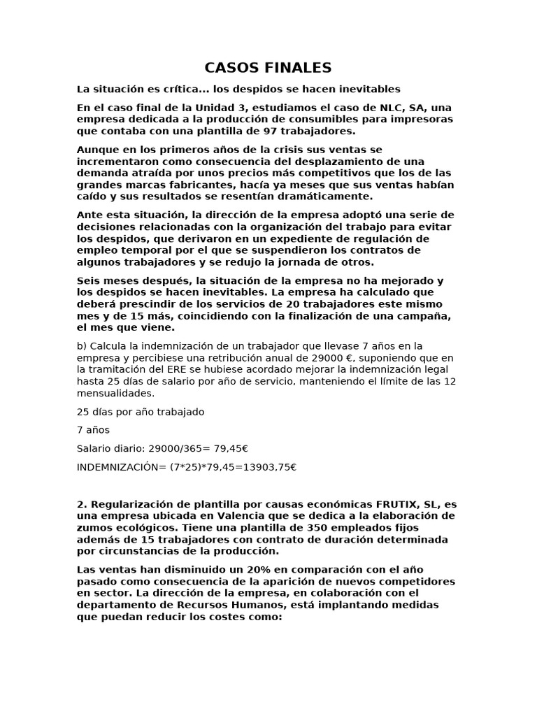 Casos Finales | PDF | Salario | Empleo
