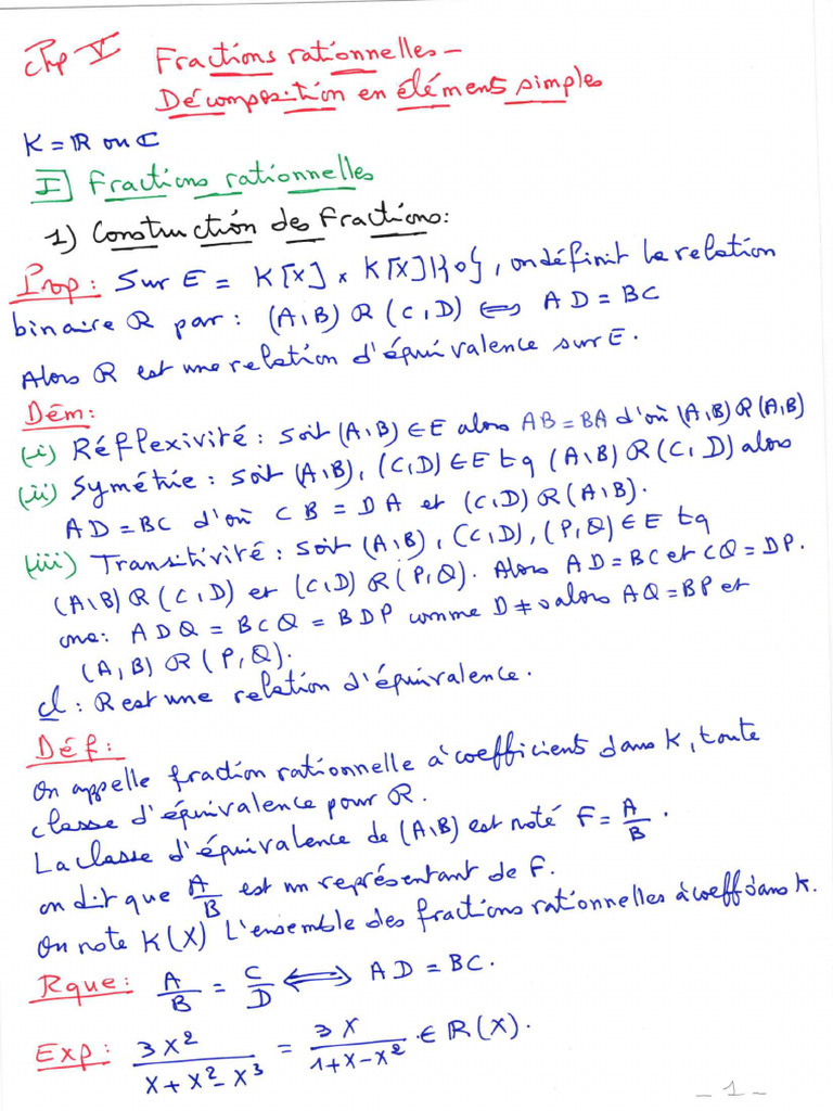 CHP 5 Fraction Rationnelles | PDF