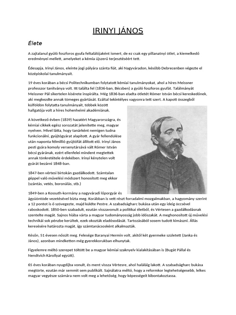 Irinyi János | PDF