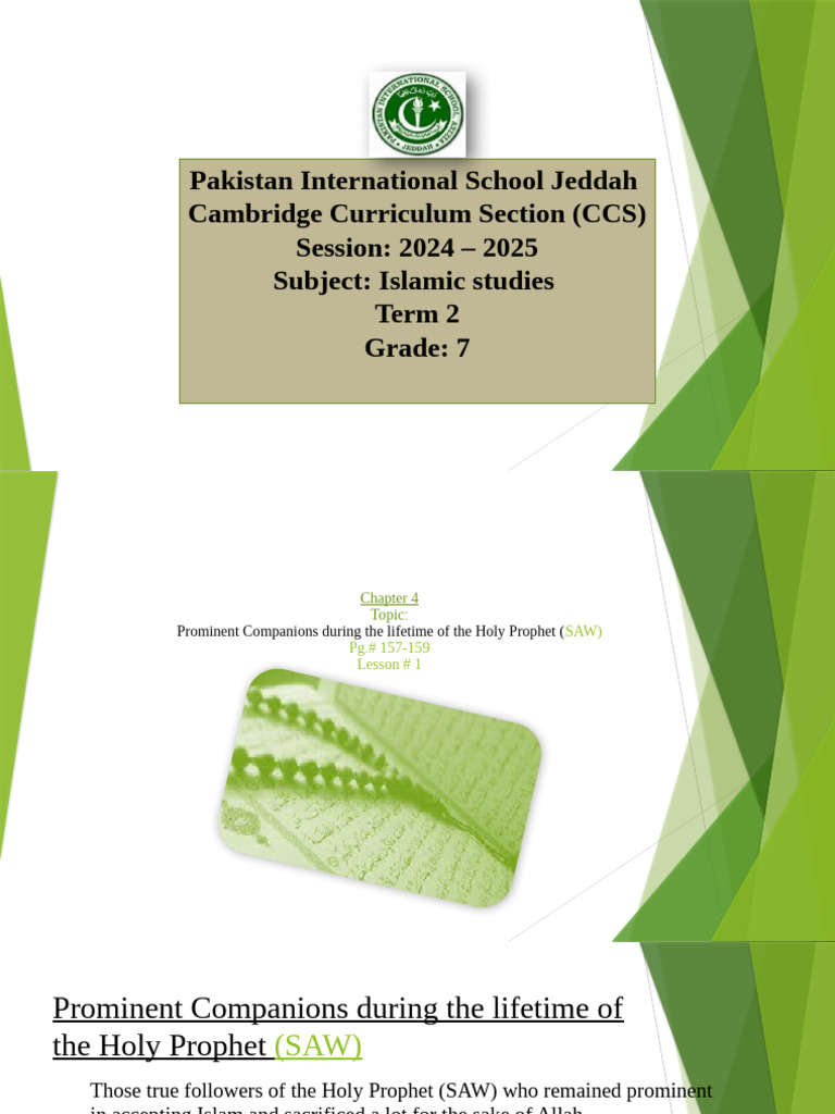 GR-7 CH 4 (Prominent Companions) L-1 | PDF | Muhammad | Medina