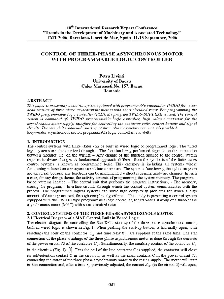 Control_of_Three_Phase_Asynchronous_Moto | PDF | Electric Motor | Programmable Logic Controller