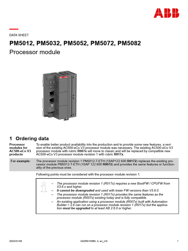 AC500-eCo V3 Processor Module Datasheet | PDF | Central Processing Unit ...
