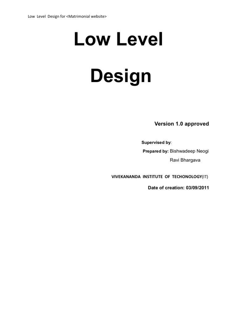 Low Level Design Document Overview | PDF | Business