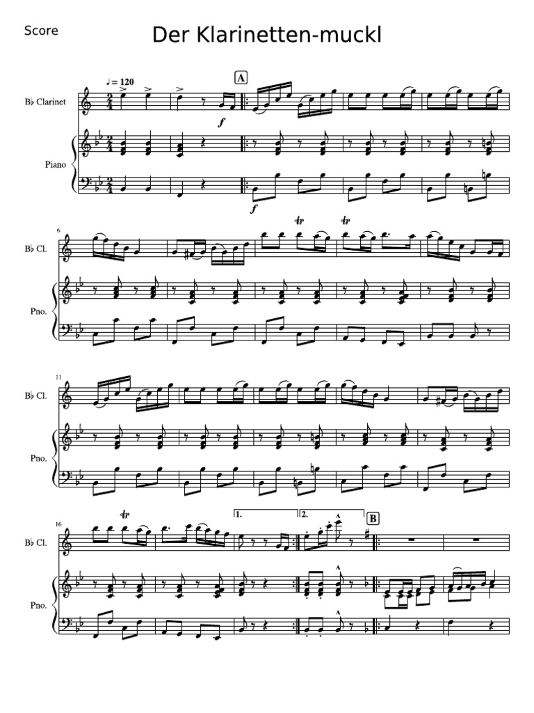 Der Klarinetten-muckl (Clarinet Polka) Solo Clarinet and Piano | PDF