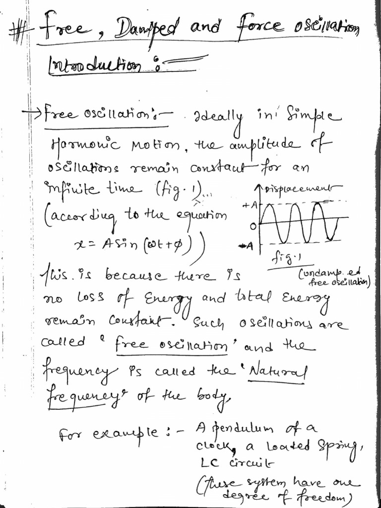 Free, Damped and Forced Oscillations (Intro) | PDF
