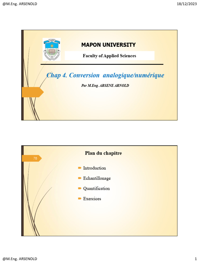 Conversion analogique/numérique expliquée | PDF | Échantillonnage ...
