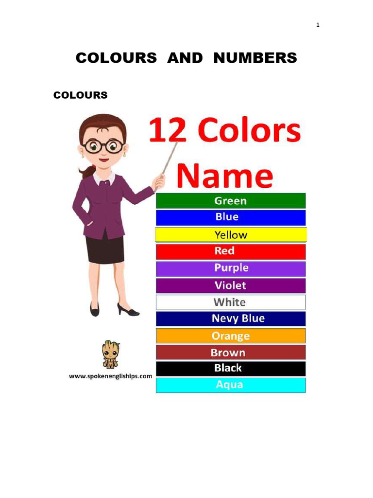 Vocabulary - Colours and Numbers | PDF