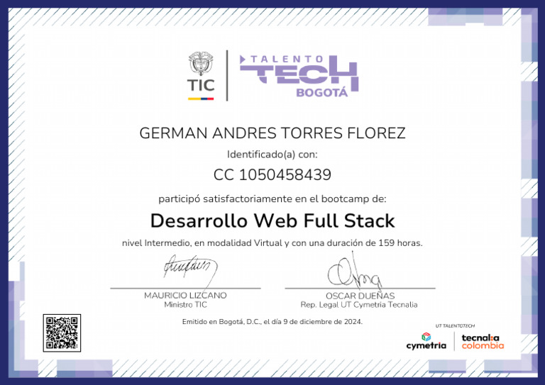 Certificado-Desarrollo Web Full Stack | PDF