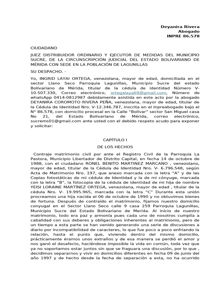 Documento Divorcio Ingrid | PDF | Divorcio | Justicia