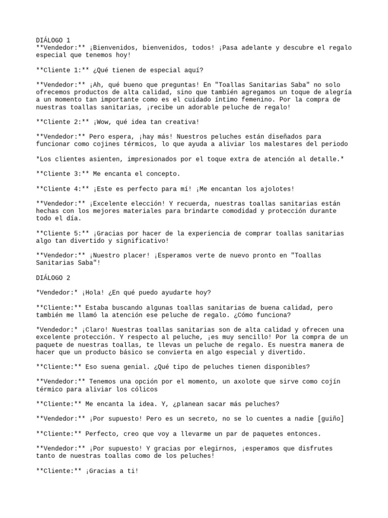 Toallas Sanitarias Saba: Regalo Especial y Único | PDF