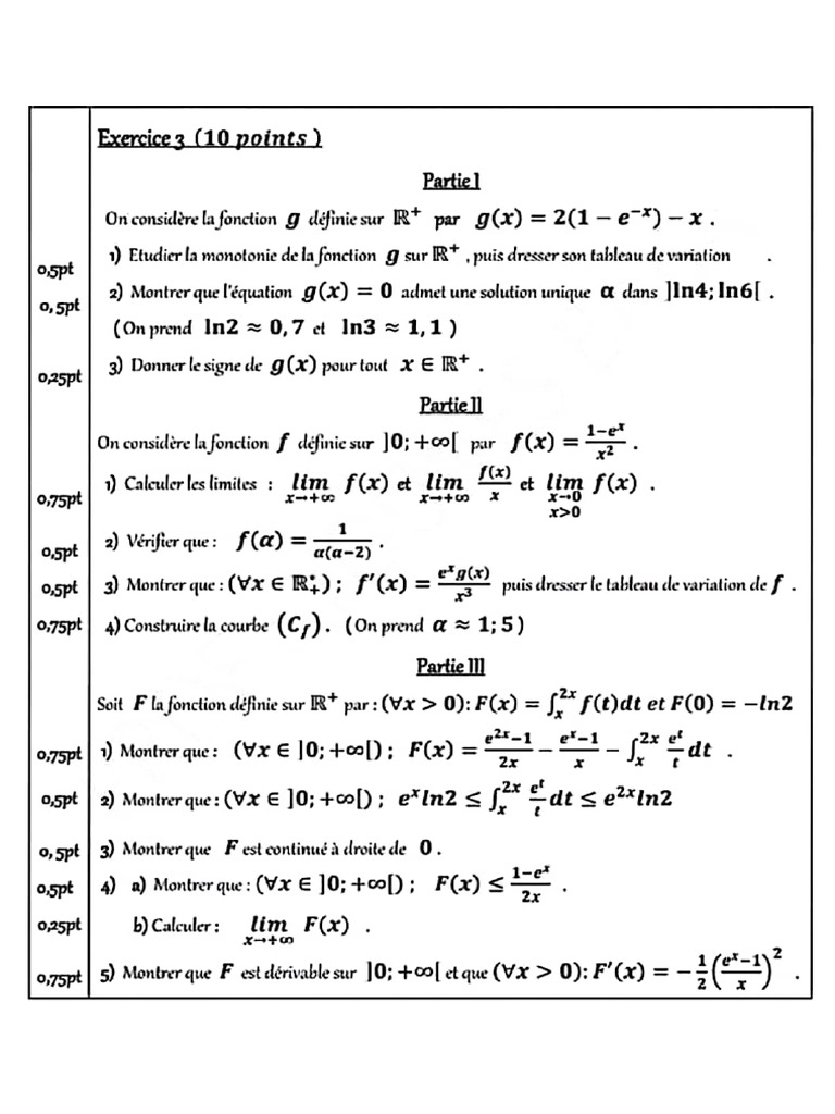 Examen Blanc - Exercice Analyse | PDF
