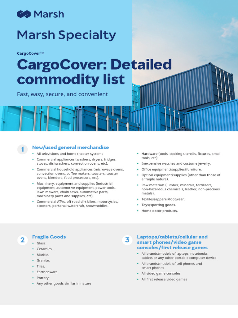 cargocover-commodity-list | PDF | Oven | Insurance