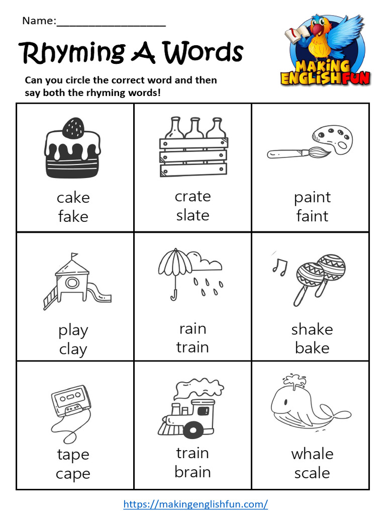 Long Vowel Rhyming Worksheets | PDF