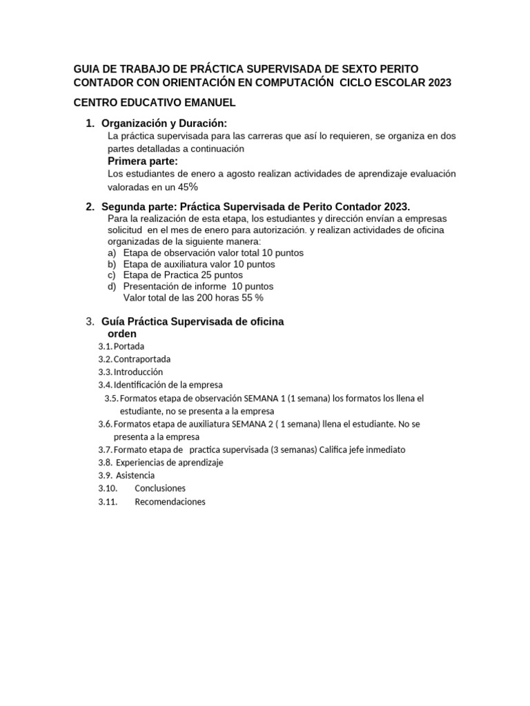 Guía Práctica Supervisada Perito Contador | PDF | Business