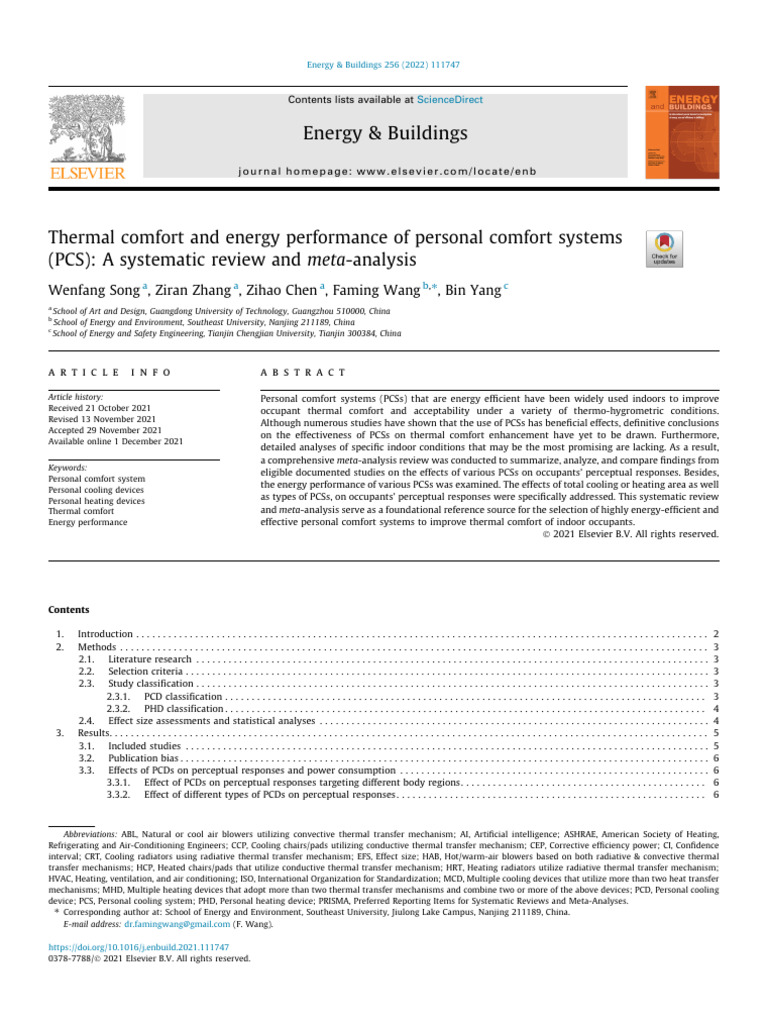 Personal Comfort Systems: Review & Analysis | PDF | Heat Transfer ...