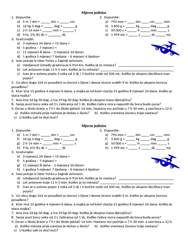 Mjerne Jedinice - Vježba | PDF