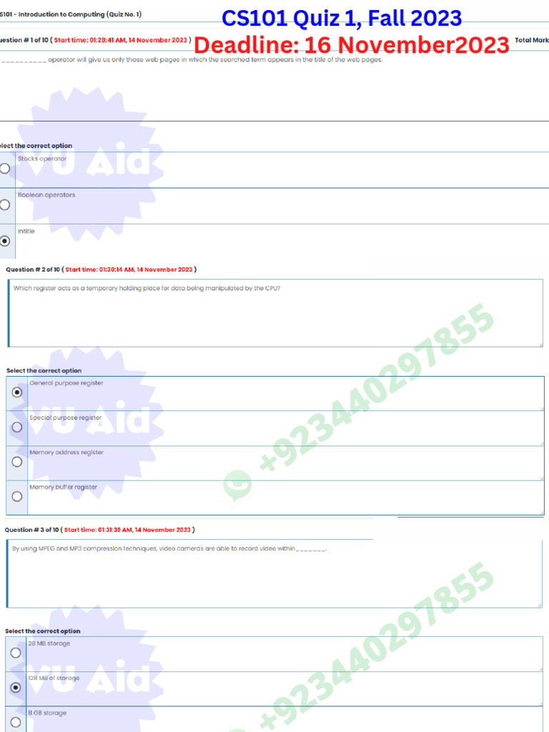 Cs 101 Quiz 12023 | PDF