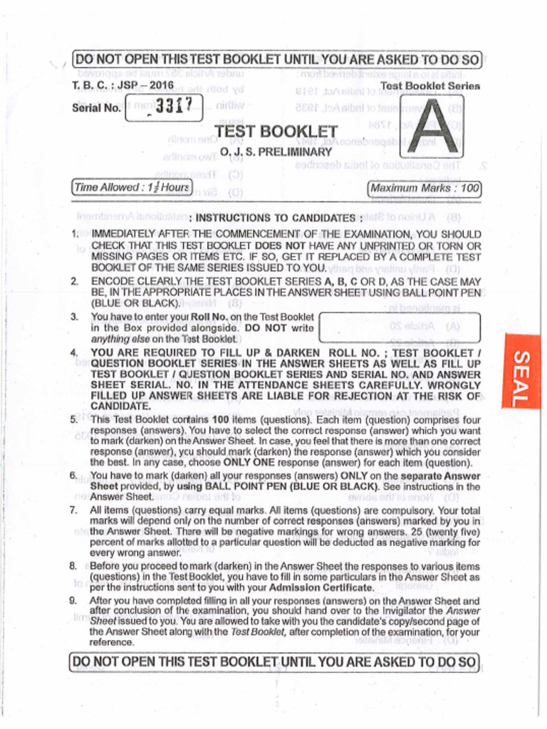 OJS Prelim Question | PDF