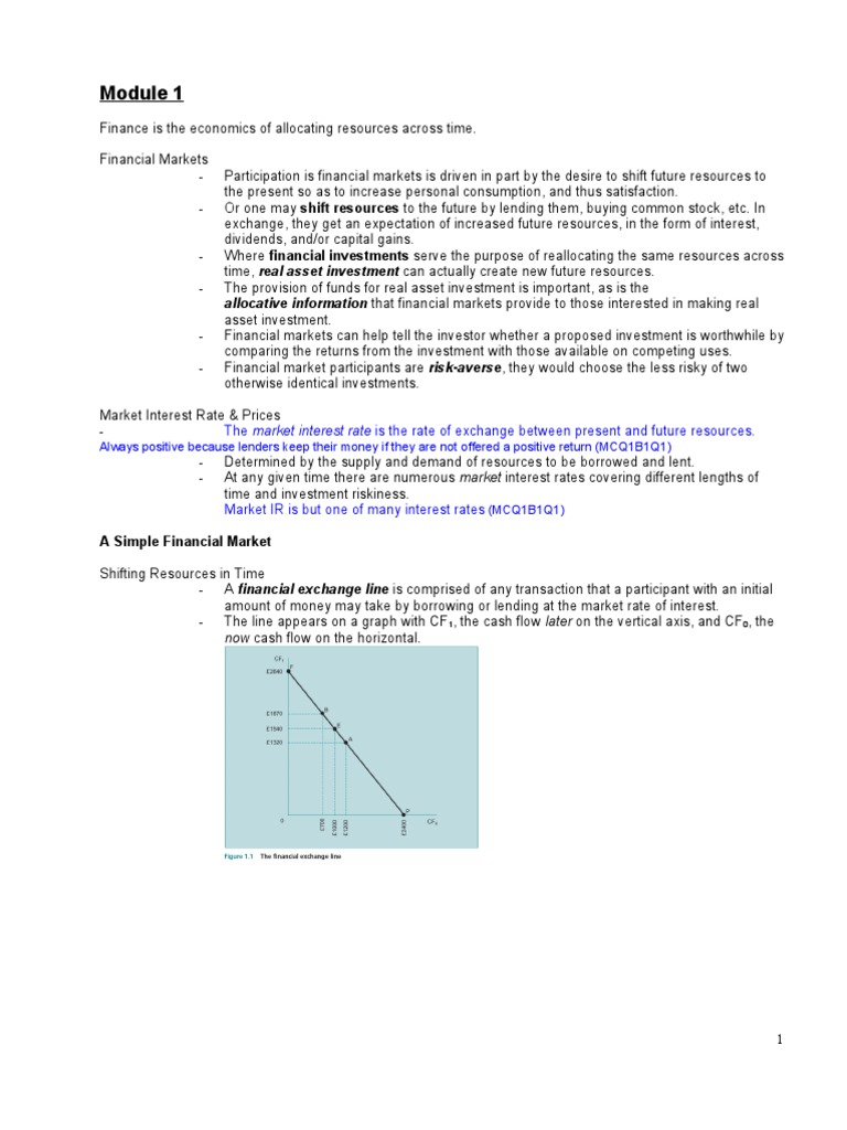 Financial Markets Note S@ Mba Finance | PDF