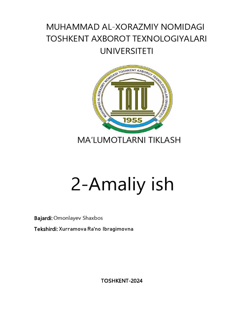 2_amaliy_m-t_Shaxbos | PDF
