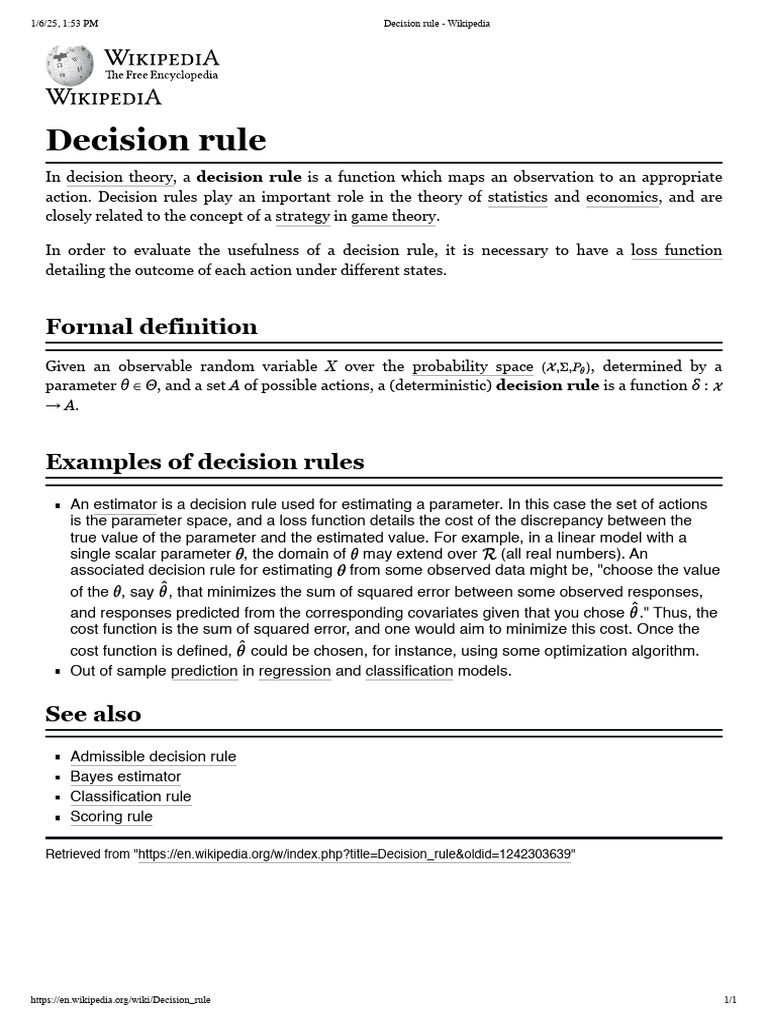 Decision Rule - Wikipedia | PDF