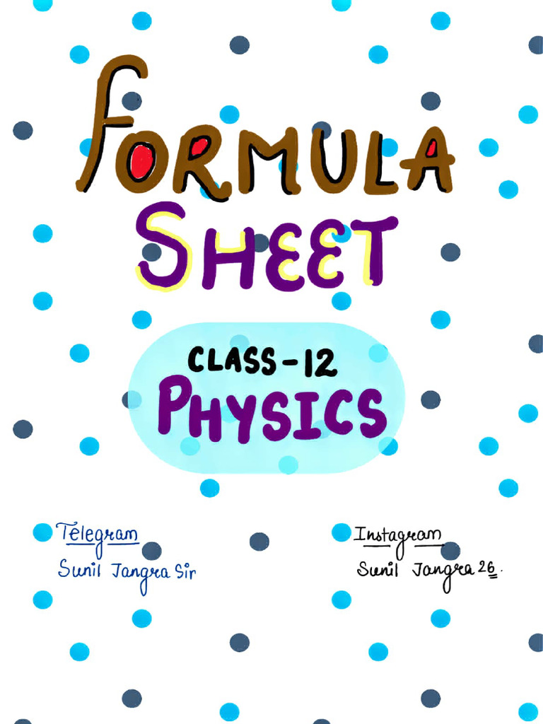 Class 12 Physics Cheat Sheet | PDF | Magnetic Field | Inductor