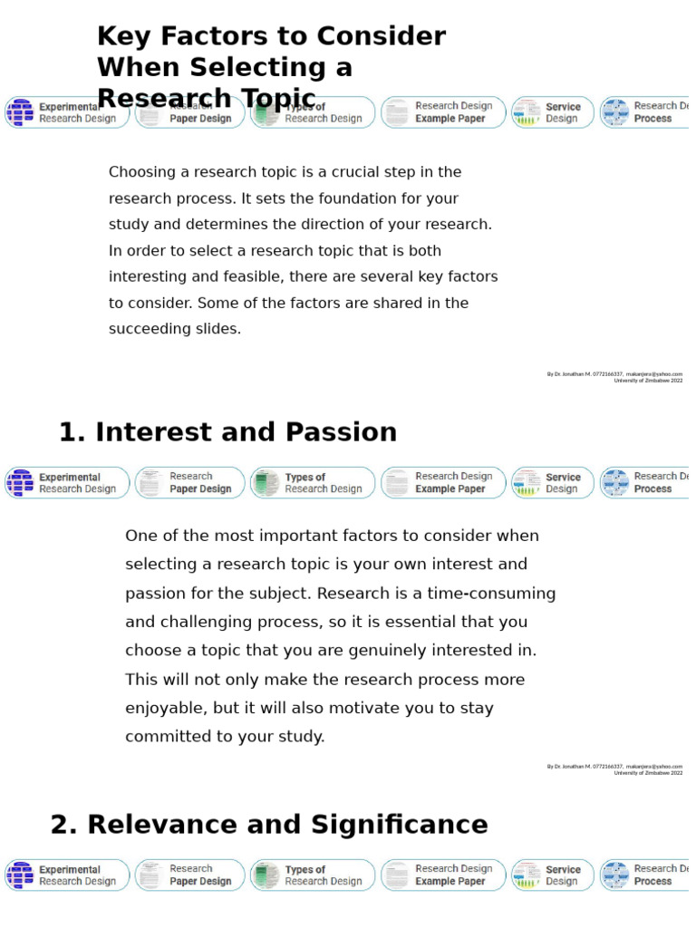 Factors To Consider When Choosing A Research Topic | PDF | Cognition