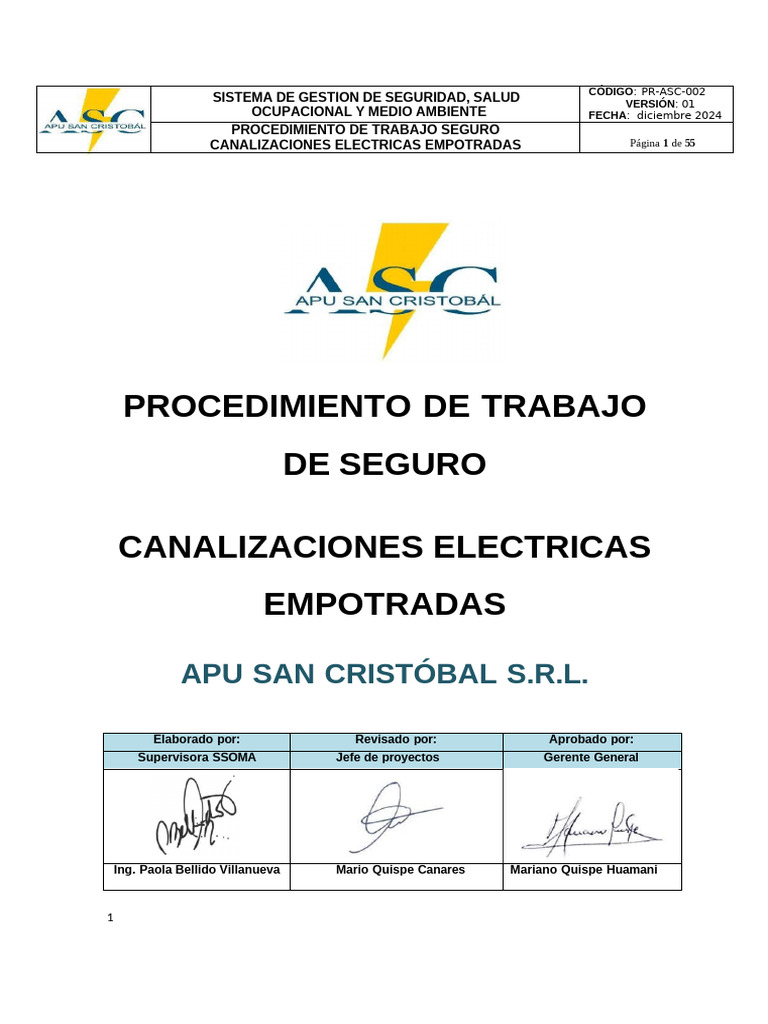 Pr-Asc-002 - Pets - Procedimiento de Trabajo Seguro Canalizaciones ...