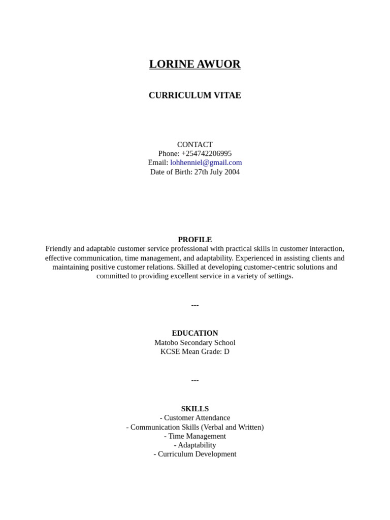 Lorine CV | PDF
